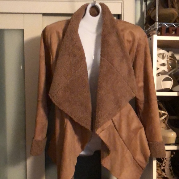 Jackets & Coats | Bogo Brown Faux Suede Waterfall Jacket | Poshmark